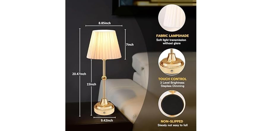 Leroxo Cordless Metal Table Lamp