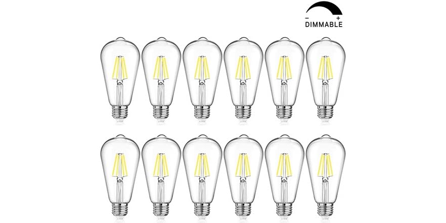 LED Edison Bulb, Dimmable, 12-pack