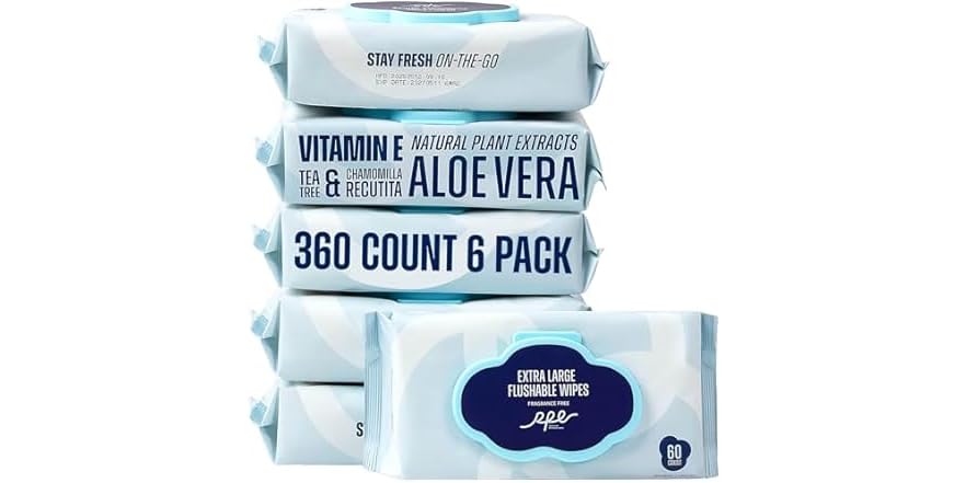RPE Life Flushable Wet Wipes 6 Large Packs