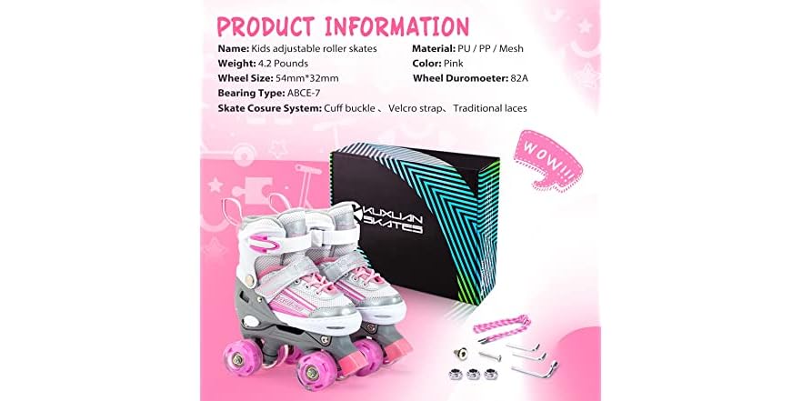 Kuxuan Roller Skates Adjustable for Kids