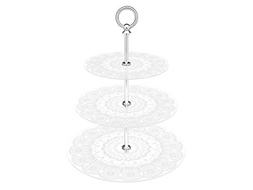 3 Tier Glass,Chrome, Lace Server