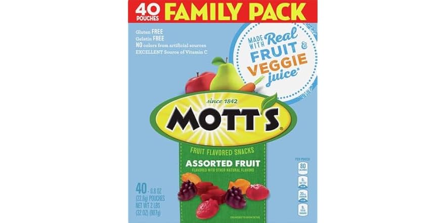 (40 Ct) Mott's Fruit Flavored Snacks, Assorted Fruit