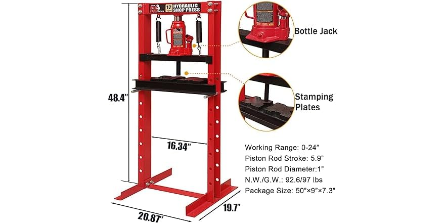 BIG RED Hydraulic Garage Floor Press