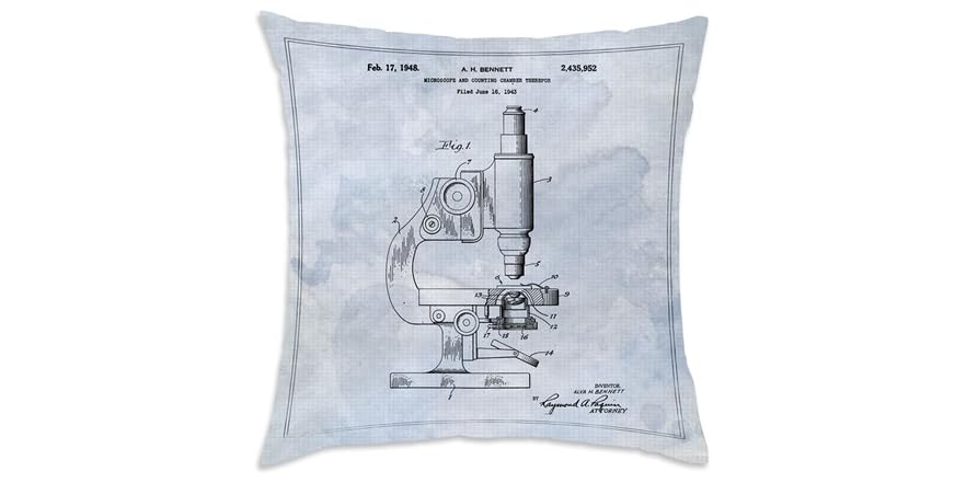 Microscope Blue Throw Pillow