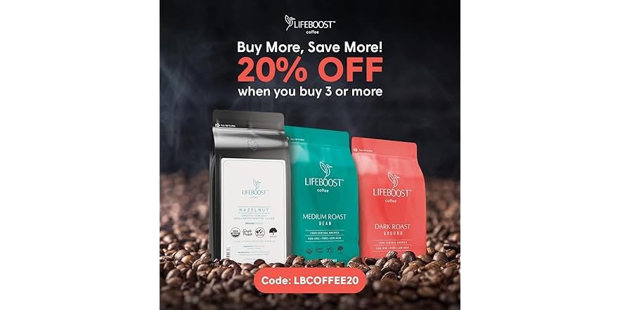 Lifeboost Organic Coffee Beans Medium Roast