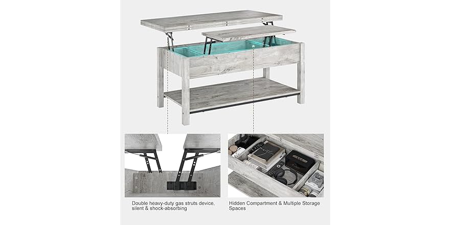 Fabato 4 In 1 Lift Top Coffee Table Grey