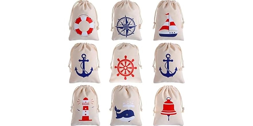 24 Pack Nautical Anchor Drawstring Bags