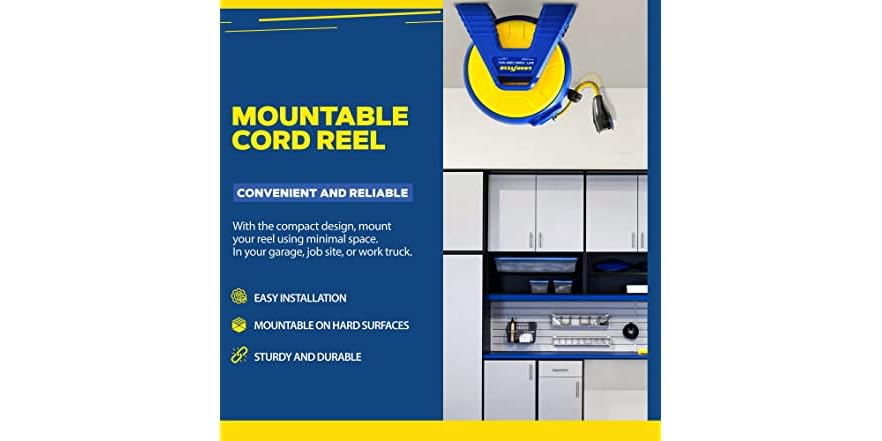 Goodyear Retractable Cord Reel 12AWG 65ft w/Alexa