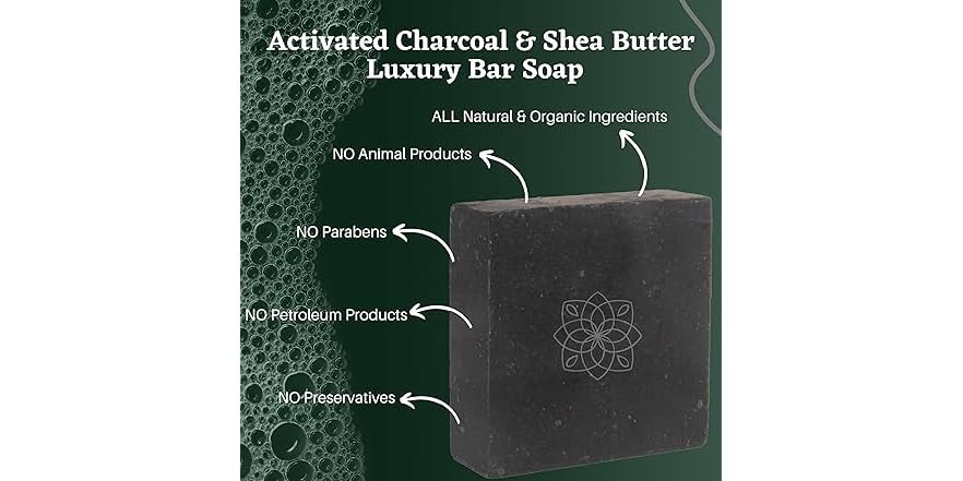 Majestic Lather Activated Charcoal & Shea Butter Luxury Bar Soap for Face