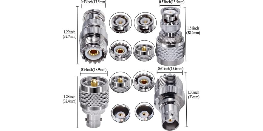 8 PC PL259 to BNC Adapter Connector Kit