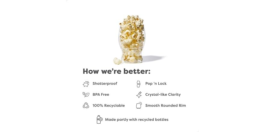 TOSSWARE 12oz Plastic Beer Glasses, Set of 12