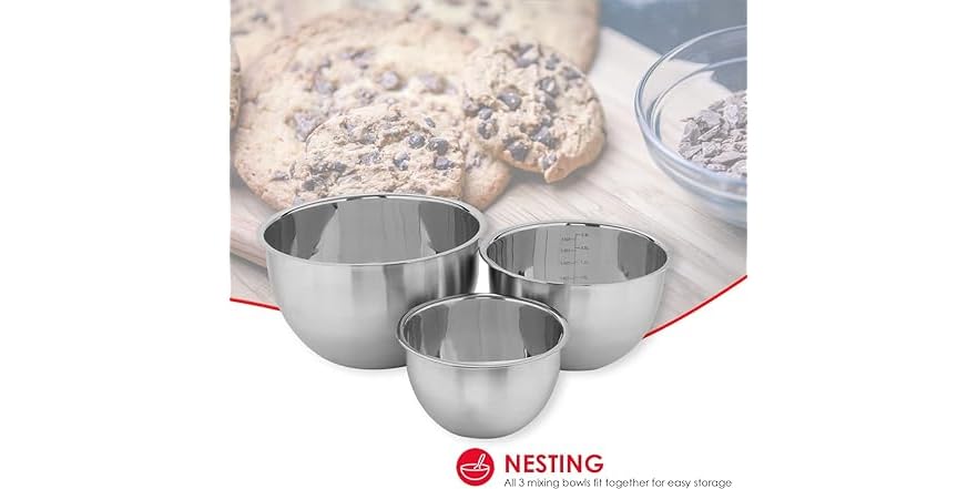 Home Basics 3 Piece Stainless Steel Nest