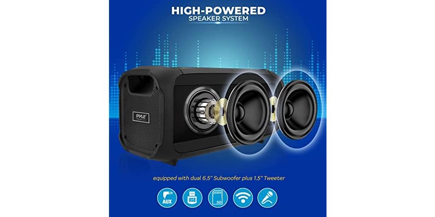 (NEW) Pyle 600W Wireless Portable Boombox Speaker