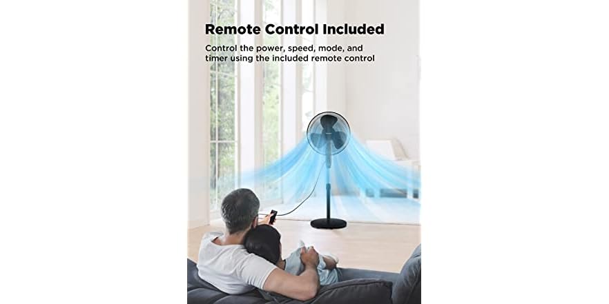 PELONIS 16" Pedestal Remote Control Stand Fan