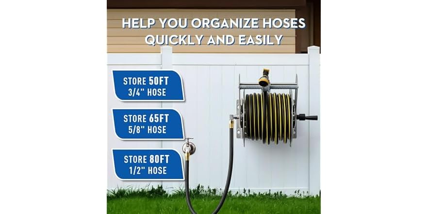 GREENER Stainless Steel Hose Reel - Choose Size