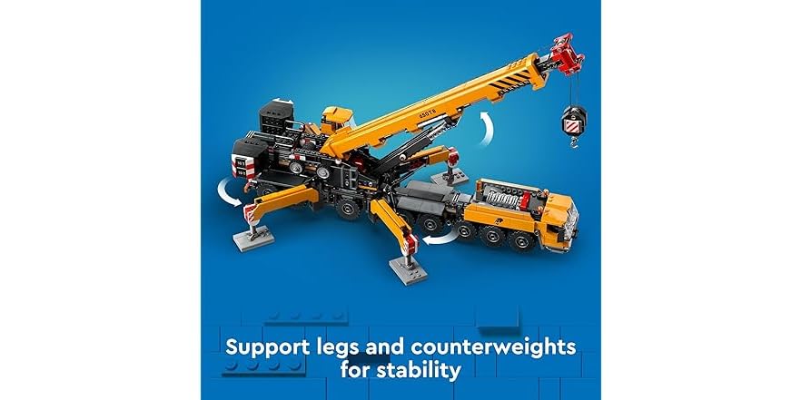 LEGO City Yellow Mobile Construction Crane Toy Set