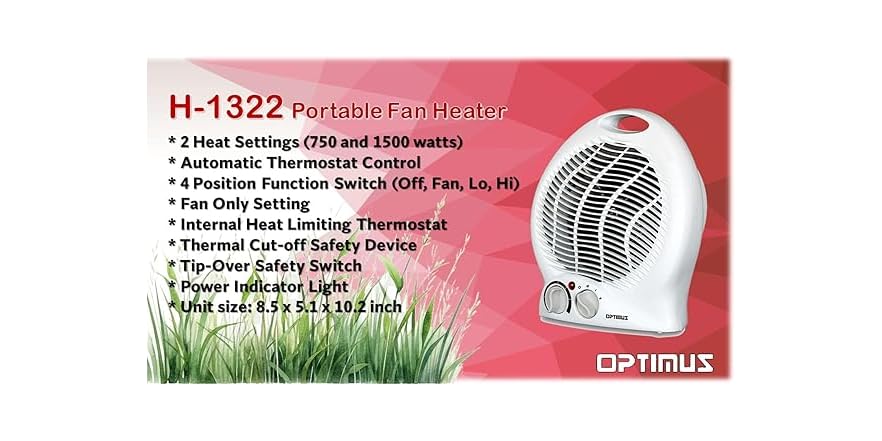 Optimus Portable 2-Speed Fan Heater