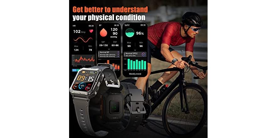 meoonley Military Rugged Smartwatch