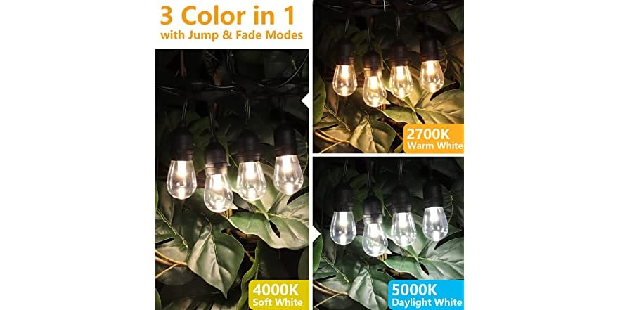 Mlambert 3 Color in 1 LED Outdoor String Lights