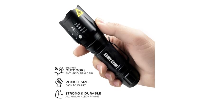 ArmyGear 1000Lm Viper Tac Flashlight 2Pk