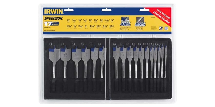 Irwin SPEEDBOR Spade Bit Set with Case