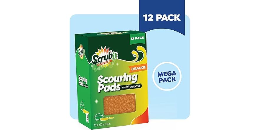 (12 Count) SCRUBIT Multi-Purpose Dish Scrub Sponge Orange