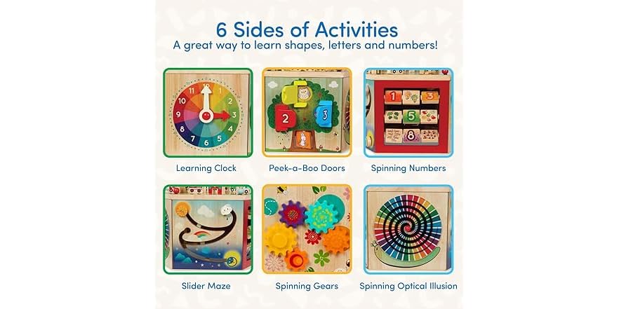 Battat Wooden Activity Cube – City Themed