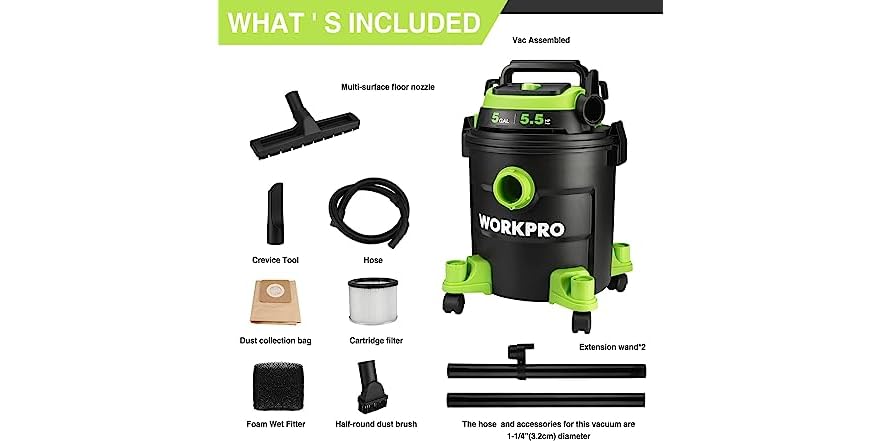 WORKPRO 5 Gallon Wet/Dry Shop Vacuum