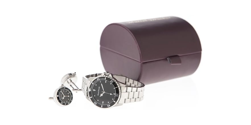 Men's Watch, Cufflink Set, Black Dial