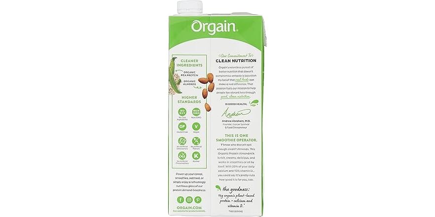 Orgain Almond Milk Unsweetened, 32oz