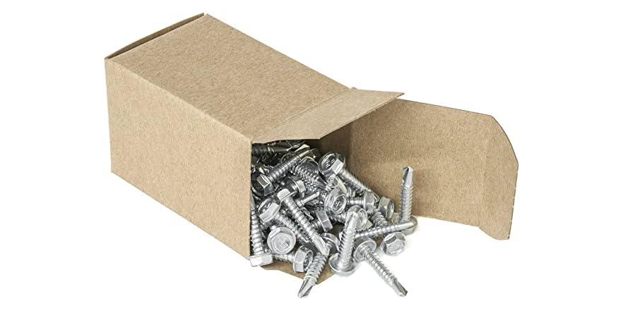 #10 x 1'' Hex Washer Head Self-Drilling Tek Screw Box of 100