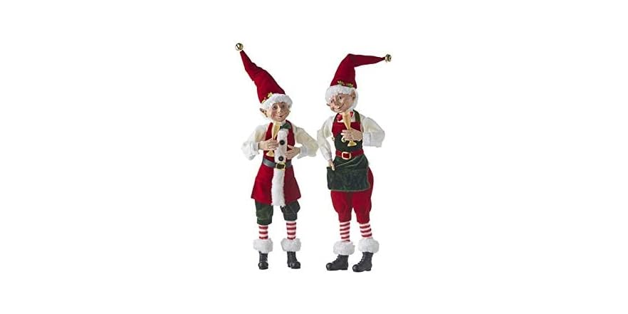 16" Posable Elf with Champagne Glass Figurine