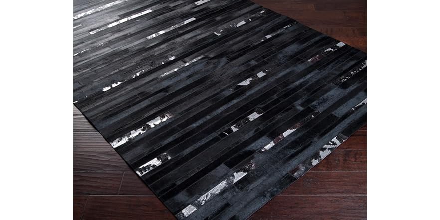 Trail Jet Black Leather Rug- 2 Sizes