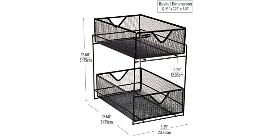 Mind Reader 2 Tier Metal Mesh Organizer