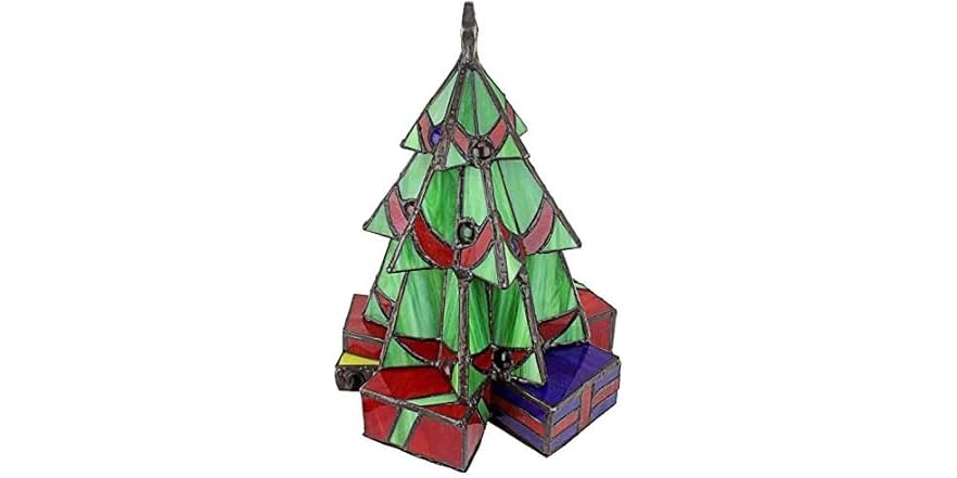 Design Toscano Christmas Tree Stained Glass Lamp