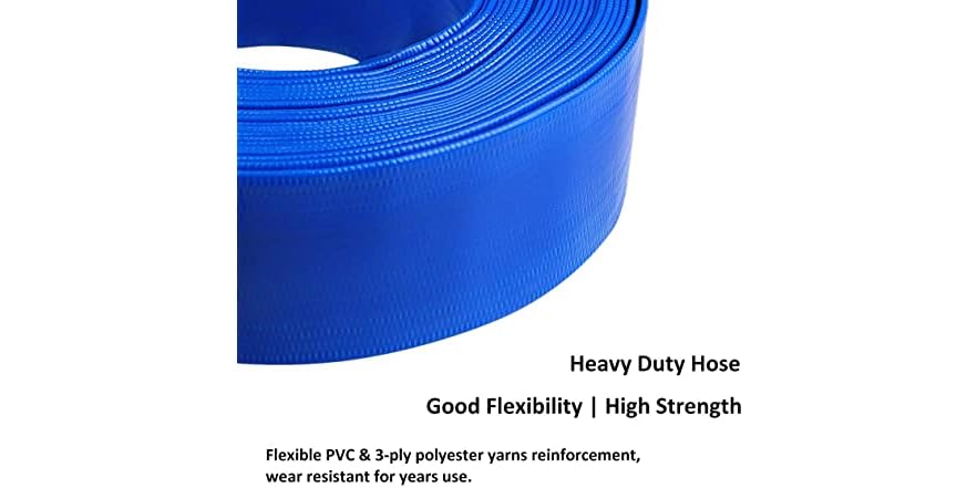 Blue PVC Lay-Flat Discharge 2"x50' Hose
