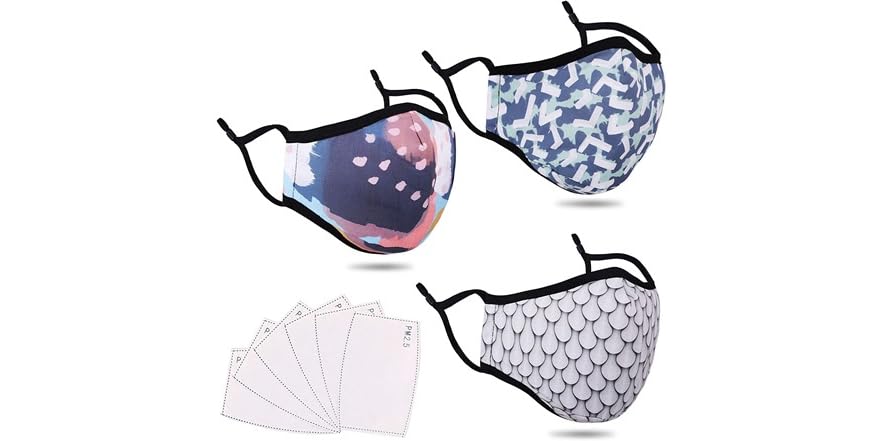 Cloth Face Masks with Filters (3-Pack)