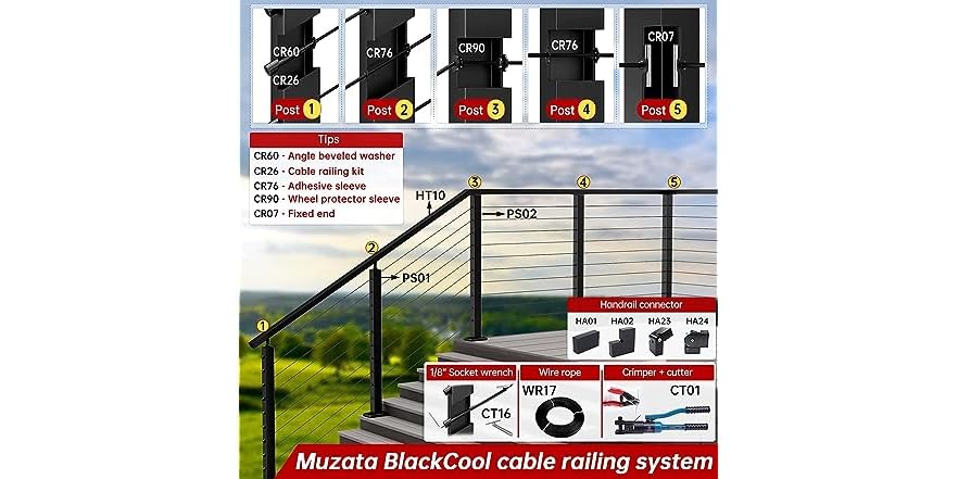 Muzata 6'6" Flat Top Rail Cable
