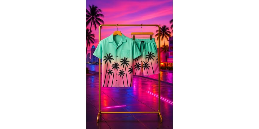 2Pc Mens Top & Bottom Beach Set