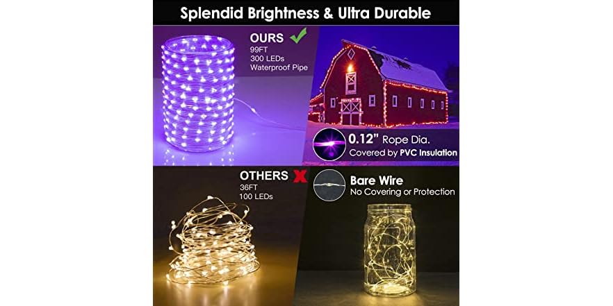 Mlambert 99Ft LED Rope Lights, 300 LEDs