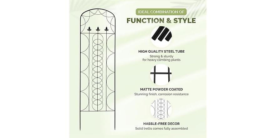 Idzo 71" Metal Garden Trellis Black