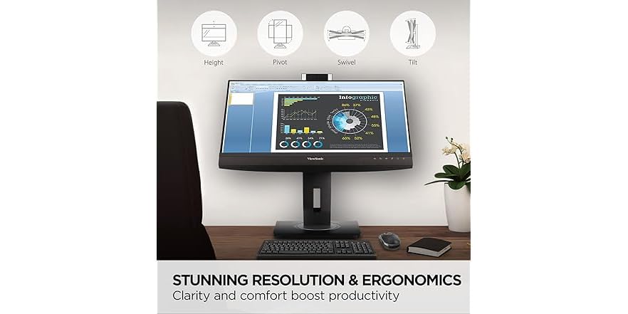 ViewSonic VG2756V-2K 24 Inch 1440p Video Conference Monitor