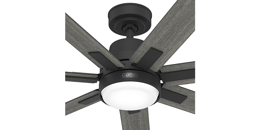 70" Hunter Fan w Light Kit and Remote, Matte Black