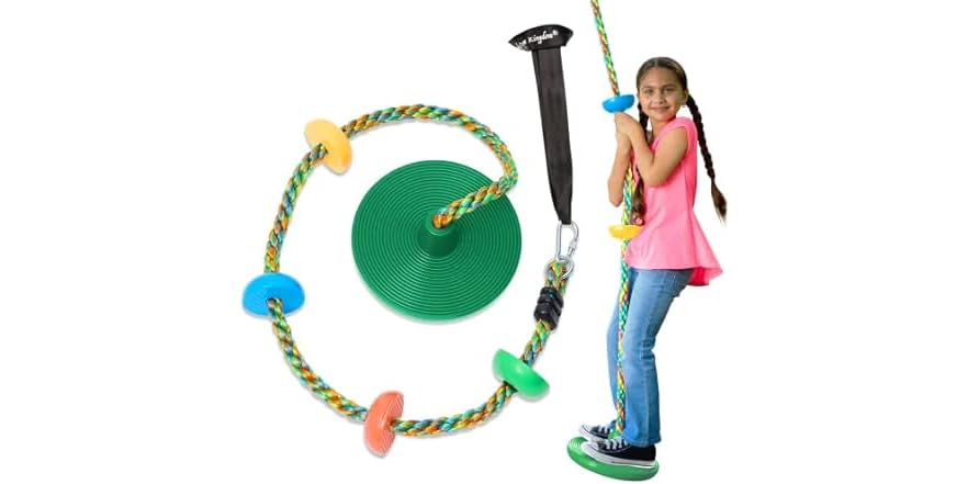 Jungle Gym Kingdom Tree Swing for Kids - Single Disc Seat and Rainbow ...