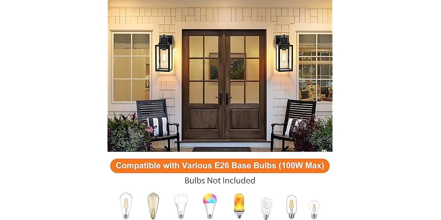 BesLowe 2-Pack Outdoor Wall Lights Black