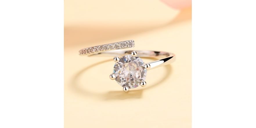 Sterling Silver Adjustable Crystal Ring