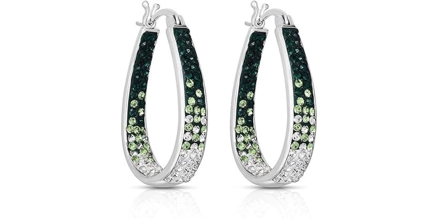 Yeidid Crystal French Lock Hoops Earrings