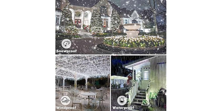 Lakumu 132FT Outdoor Rechargeable Fairy Lights