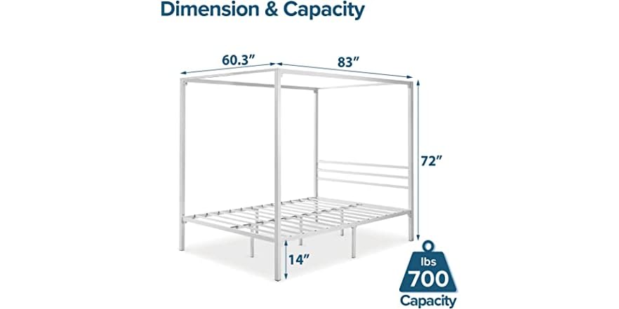 ZINUS Patricia White Metal Bed Frame