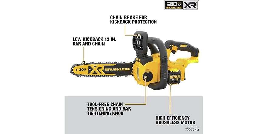 DEWALT DCCS620B 20V Max Compact Cordless Chainsaw